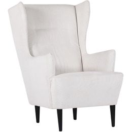 GUTMANN FACTORY Ohrensessel wei&szlig; 88% Polyester 12% Nylon Feincord,mit schwarzen F&uuml;&szlig;en, B/H/T: 70cm x 104cm x 90cm
