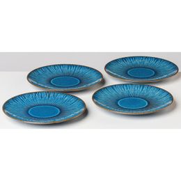 gipfelst&uuml;ck Speiseteller &raquo;Teller Set, Eisfall&laquo; Scandi-Style, gl&auml;nzende Reaktivglasur, jedes St&uuml;ck ein Unikat blau Steinzeug 27cm
