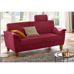 OTTO home 3-Sitzer &raquo;Alta&laquo; mit Federkern und Kontrastnaht, F&uuml;&szlig;e Buche eichefarben rot Struktur fein ( 100% Polyester);Luxus-Microfaser ALTARA NUBUCK (