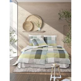 Irisette Bettw&auml;sche &raquo;Wave 8542&laquo; 2 Stk. anschmiegsam und atmungsaktiv, Ganzjahresqualit&auml;t gr&uuml;n Mako-Satin, Obermaterial: 100% Baumwolle B/L: 140cm x 200cm, 1 