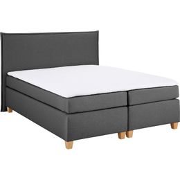 Home Affaire Boxspringbett &raquo;Houssay&laquo; inkl. Topper, 5 Breiten, 2 H&auml;rtegraden auch in &Uuml;berl&auml;nge 220 cm grau Struktur fein (100% Polyester) Struktur fein
