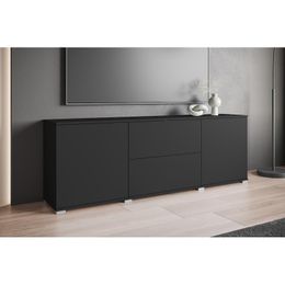OTTO home Lowboard &raquo;Kenia&laquo; 1 Stk. tlg. 2 T&uuml;ren, 2 Schubladen, Breite 180 cm, h&ouml;henverstellbare Einlegeb&ouml;den schwarz Hartfaserplatte, Holzwerkstoff, 