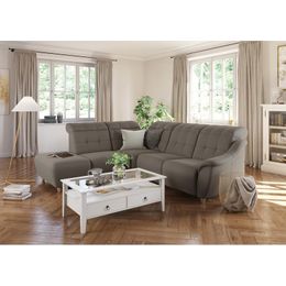 Home Affaire Ecksofa &raquo;Boston L-Form&laquo; Kopfteilverstellung an jeder Sitzfl&auml;che, wahlweise Relaxfunktion braun Struktur (100% Polyester);Luxus-Microfaser