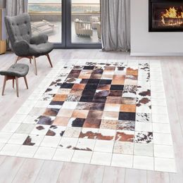 Ayyildiz Teppiche Teppich &raquo;FIESTA 4306&laquo; rechteckig 6 mm H&ouml;he Pflegeleichtes Flachgewebe/ Moderner Fell Look. Tierfell Optik wei&szlig; Polyester B : 140cm 1 Stk., 6mm, L: 