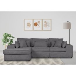 OTTO home Ecksofa &raquo;Enid L-Form&laquo; 3 Teile, bestehend aus Modulen, in vielen Bez&uuml;gen, auch in Breitcord grau 100% Polyester B/H/T: 360cm x 75cm, Cord, 