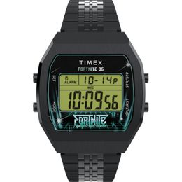 Timex Herren Chronograph &raquo;Timex x FORTNITE Timex T80&laquo; Quarzuhr, Armbanduhr,Herrenuhr,Edelstahlarmband, Stoppfunktion,digital schwarz Einheitsgr&ouml;&szlig;e