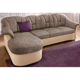DOMO collection Ecksofa &raquo;FLORES Schlafsofa, 233x142x86 cm, L-Form&laquo; whlw. mit Bettfunktion, whlw. mit Federkern braun Kunstleder SOFTLUX / Struktur ( 