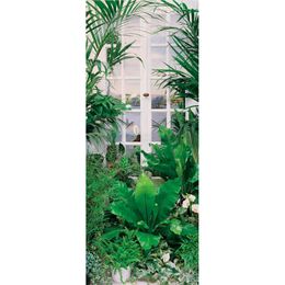 papermoon Fototapete &raquo;Flower Window - T&uuml;rtapete&laquo; matt bunt Vlies B/L: 0,9m x 2m
