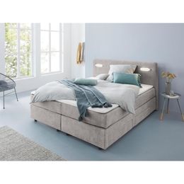 Home Affaire Boxbett &raquo;Luan&laquo; Schubk&auml;sten, LED-Beleuchtung und Topper, in Breite 120 cm und 180 cm grau Polyester Polyester Schubk&auml;sten rechts und links