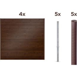 Alberts Dichtzaun &raquo;Palitio, Profilh&ouml;he 150 mm&laquo; Aluminium, verschiedene Dekore und L&auml;ngen braun Aluminium H/L: 180cm x 8m