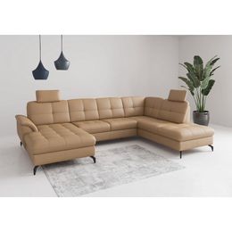 Sit & More sit&more Wohnlandschaft &raquo;Zora&laquo; B/H/T: 212cm, NaturLEDER Stoff,mega-Recamiere links,mit Bett,ohne Bettkasten