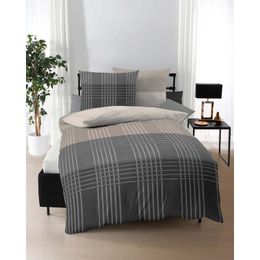 Kaeppel Bettw&auml;sche &raquo;Zones&laquo; 2 Stk. grau Feinbiber, Obermaterial: 100% Baumwolle B/L: 135cm x 200cm, Feinbiber, B/L: 80cm x 80cm, 2 Stk.