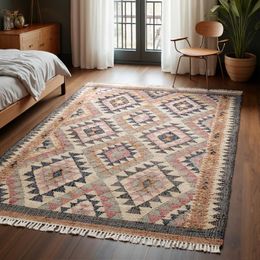 ELLE DECORATION Teppich &raquo;Kelim Parsa&laquo; rechteckig 3 mm H&ouml;he Jute, Baumwolle, Natur, Handgewebt, Kelim, orientalisch, Boho beige Baumwolle, Jute B : 