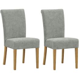 Home Affaire 4-Fu&szlig;stuhl &raquo;Queen Polsterstuhl&laquo; () 2 Stk.verschiedene Bez&uuml;ge, Gestell Massivholz grau Massivholz, Spanplatte B/H/T: 47cm x 93cm x 64cm, 2