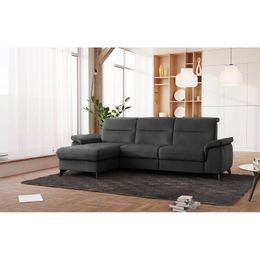 Sit & More sit&more Ecksofa &raquo;Astoria L-Form&laquo; wahlweise mit motorischer Relaxfunktion grau 100% Polyester B/H/T: 260cm x 91cm x 175cm, Luxus-Microfaser in 
