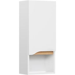 H&auml;ngeschrank &raquo;Quickset Wand-Badschrank 30 cm breit mit 1 T&uuml;r, 1 offenes Fach&laquo; Badezimmer-H&auml;ngeschrank inkl. T&uuml;rd&auml;mpfer, grifflos wei&szlig; Glas, 