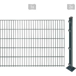 Arvotec Doppelstabmattenzaun &raquo;EASY 103 zum Aufschrauben&laquo; Zaunh&ouml;he 103 cm, Zaunl&auml;nge 2 - 60 m grau Kunststoff, Stahl H/L: 103cm x 2m, Pfosten: 2 Stk.