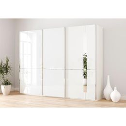 Musterring Schwebet&uuml;renschrank &raquo;Imola W&laquo; inkl. Einlegeb&ouml;den und Kleiderstangen, mit Glast&uuml;ren inkl. Zierspiegel wei&szlig; Floatglas, Holzwerkstoff B/H/T: 278,9cm x 