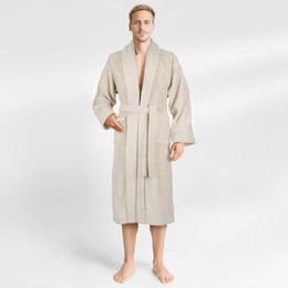 HAMMETEX Herrenbademantel &raquo;hergestellt aus 100% Baumwolle &ndash; 380 g/m&sup2; Frottee, mit Taschen&laquo; 1 Stk. saugf&auml;hig & Weich beige Baumwolle XXL