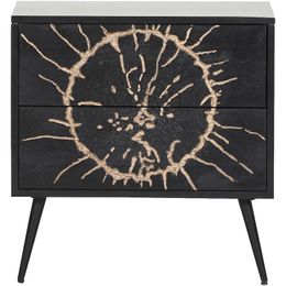 GUTMANN FACTORY Kommode schwarz Massivholz B/H/T: 58cm x 60cm x 40cm, 2 Stk., Mango