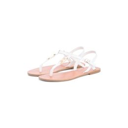 Tommy Hilfiger Damen Riemchensandale &raquo;LEATHER THONG SANDAL&laquo; Sommerschuh, Sandalette mit Schmucklogo 37