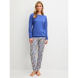 Calida Damen Calida Schlafanzug &raquo;Flower Dreams&laquo; 2 Langarm, Rundhals, Interlock-Qualit&auml;t, weich, bequem M (44/46)