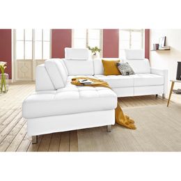 Sit & More sit&more Ecksofa &raquo;Pablo L-Form&laquo; wahlweise mit Schlaffunktion und Bettkasten wei&szlig; Luxus-Microfaser ALTARA NUBUCK (100% Polyester) / Struktur fein (100%
