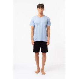 Fila Herren Schlafanzug &raquo;MAN JERSEY PYJAMAS&laquo; 2 Hose mit elastischem Logobund und Kurzarmshirt blau L