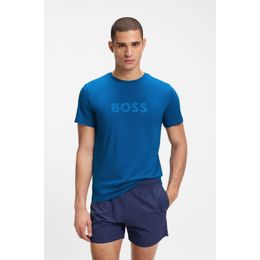 BOSS Herren Strandshirt "T-Shirt RN", blau, Gr. S, unifarben, Jersey, Obermaterial: 100% Baumwolle, Shirts, mit UV Schutz (SPF 50+), Swimwear