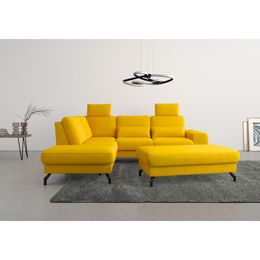 Sit & More sit&more Ecksofa &raquo;Cinturo L-Form&laquo; inklusive Sitztiefenverstellung und Federkern, Sitzh&ouml;he 45 cm gelb B/H/T: 260cm x 88cm x 226cm, Soft clean, Ottomane
