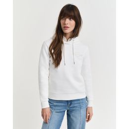 Gant Damen Hoodie &raquo;REG TONAL SHIELD HOODIE&laquo;, Ton in Ton Stickerei, Rippb&uuml;ndchen grau L