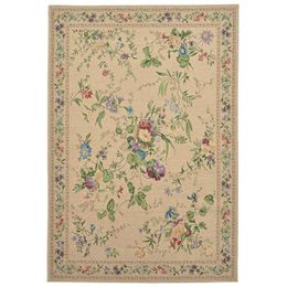 Theko Teppich &raquo;Flomi Sagrini&laquo; rechteckig 4 mm H&ouml;he Flachgewebe, Pastell-Farben, Blumen Design, mit Bord&uuml;re beige Baumwolle, Kunstfaser B : 120cm 1 Stk