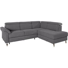 Sit & More sit&more Ecksofa &raquo;Arngast L-Form&laquo; inklusive Kopfteilverstellung und Federkern grau B/H/T: 245cm x 84cm x 194cm, Struktur weich, Ottomane rechts, ohne 