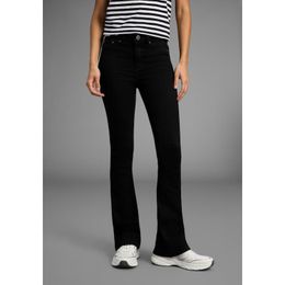 Arizona Damen Bootcut-Jeans &raquo;Ultra Stretch&laquo; ausgestellte Beinform, Used-Waschung, hohe Leibh&ouml;he schwarz 42, N-Gr