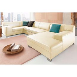 DOMO collection Wohnlandschaft &raquo;Amando in vielen Bezugsvarianten, auch in Leder, komfortabel, U-Form&laquo; wahlweise mit Bettfunktion, fester Sitzkomfort, 