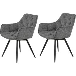 Hela Esszimmerstuhl &raquo;Mara&laquo; (Set) 2 Stk.Drehstuhl, Teddy Bezug, Webstoff oder Samtvelours grau Metall, Polyester, Stoff B/H/T: 59cm x 83cm x 62cm, 2 
