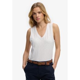 Superdry Damen Tanktop &raquo;STUDIOS VEE NECK VEST&laquo; aus Baumwollmischung mit Lyocell, Regular Fit, &auml;rmellos wei&szlig; M