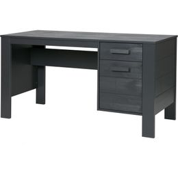 Woood Schreibtisch &raquo;Julius FSC -Kiefernholz, geb&uuml;rstet, mit zwei Schubladen 141x59x74 cm&laquo; Geb&uuml;rstete Oberfl&auml;che, sichtbare Maserung, wasserbasiert 