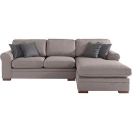 Home Affaire Ecksofa &raquo;Broughton L-Form&laquo; weicher Sitzkomfort, incl. 4 Zierkissen, Keder beige 100% Polyester B/H/T: 279cm x 92cm x 178cm, Struktur fein