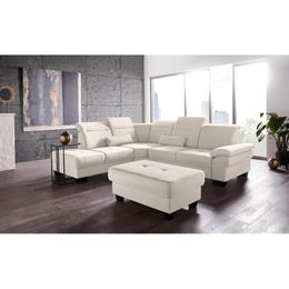 OTTO home Ecksofa &raquo;Cornwall L-Form&laquo; mit Sitztiefenverstellung, Schlaffunktion & Kopfteilverstellung beige Struktur fein (100% Polyester);Luxus-
