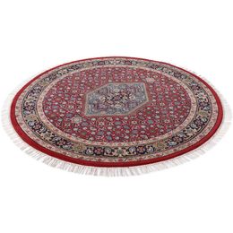 Theko Orientteppich &raquo;Benares Bidjar&laquo; rund 12 mm H&ouml;he reine Wolle, handgekn&uuml;pft, mit Fransen rot Wolle &Oslash; 100cm 1 Stk., 12mm, &Oslash; 100cm