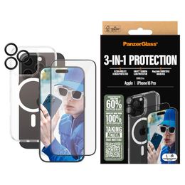 PanzerGlass Displayschutzglas &raquo;3-in-1 Protection, Glass, Hoops, Case&laquo; f&uuml;r Apple iPhone 16 Pro Displayschutzfolie, Schutzfolie, Bildschirmschutz, kratz