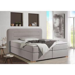 Home Affaire Boxspringbett &raquo;Manchester&laquo; 5 Breiten, 3 Ausf&uuml;hrungen, 2 H&auml;rtegraden, Topper, Steppung grau Strukturstoff-Bezug (100% Polyester) Struktur,