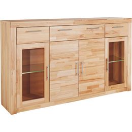VOGL M&ouml;belfabrik Highboard &raquo;Toronto&laquo; opt. Glast&uuml;ren, teilmassiv, Rahmenoptik, Made in Germany beige B/H/T: 182cm x 107cm x 42cm,mit Glast&uuml;ren au&szlig;en, 3