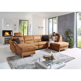 Die PlanBar Wohnlandschaft &raquo;ZE-EM16033 U-Form, Breite 316 cm&laquo; wahlweise mit Kopfst&uuml;tzen und echt bezogenem R&uuml;cken 100% Polyester B/H/T: 316cm x 203cm,
