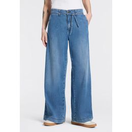 MAC Damen MAC Weite Jeans &raquo;WENDY&laquo; mit Denim-Binde-G&uuml;rtel 46, L&auml;nge 30