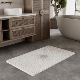 Wecon home Basics Badematte &raquo;Jasbeer&laquo; H&ouml;he 15 mm waschbar, rutschfest, strapazierf&auml;hig, pflegeleicht mit Linien Design wei&szlig; Polyester rechteckig (60cm