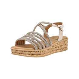 Gabor Damen Keilsandalette "Gabor Sandalen Textil", Gr. 38,5, beige, Textil, Schuhe