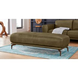 W.Schillig Hocker &raquo;montanaa&laquo; mit Metallf&uuml;&szlig;en in Bronze pulverbeschichtet, Breite 141 cm gr&uuml;n B/H/T: 141cm x 42cm x 61cm, Longlife Xtra-Leder Z69