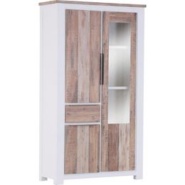 GUTMANN FACTORY Vitrine &raquo;Tampa&laquo; in modernem Vintage Stil wei&szlig; Holz teilmassiv wei&szlig;, B/H/T: 115cm x 200cm x 48cm, Schubladen: 1 Stk. T&uuml;ren: 3 Stk.